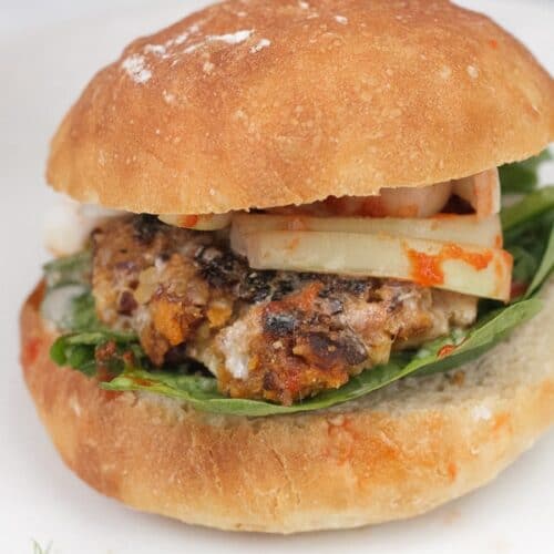Roasted garlic and yam burgers : At the Immigrant's Table