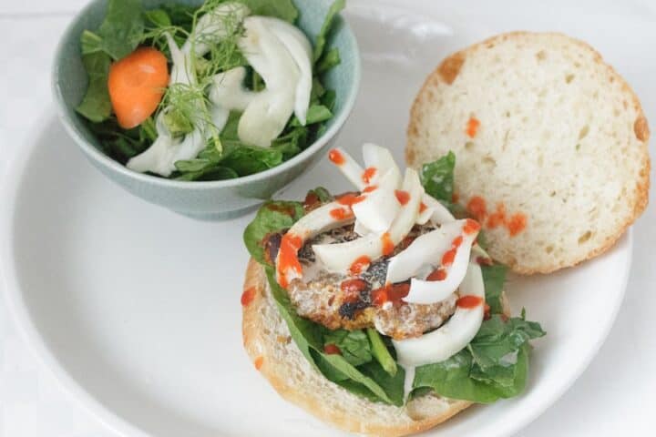 Roasted garlic and yam burgers : At the Immigrant's Table