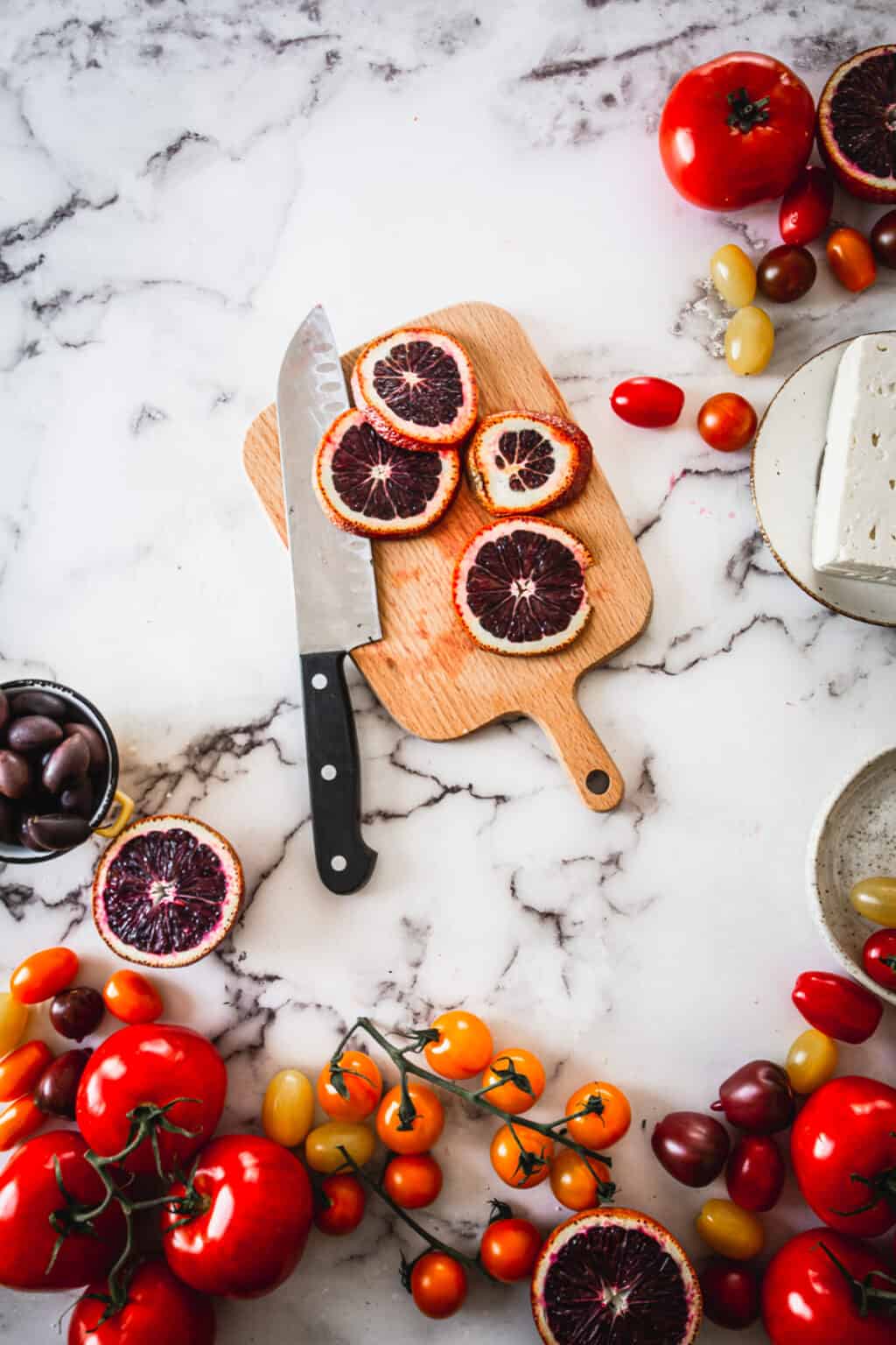 Baked feta pasta with blood orange and olives : At the Immigrant's Table