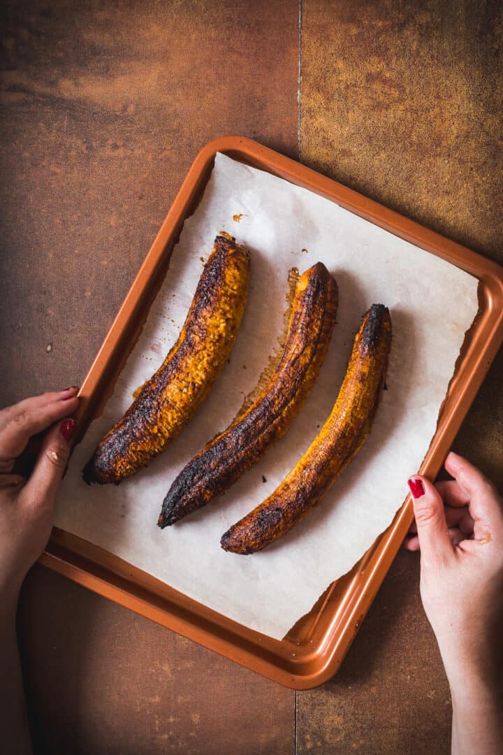 Colombian Oven Baked Plantains with Guava and Cheese