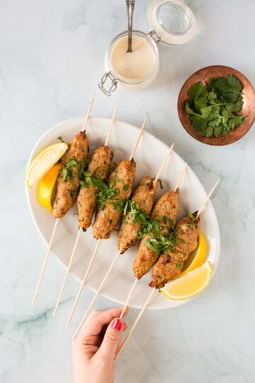 Grilled Middle Eastern Chicken Kofta Kebab Skewers