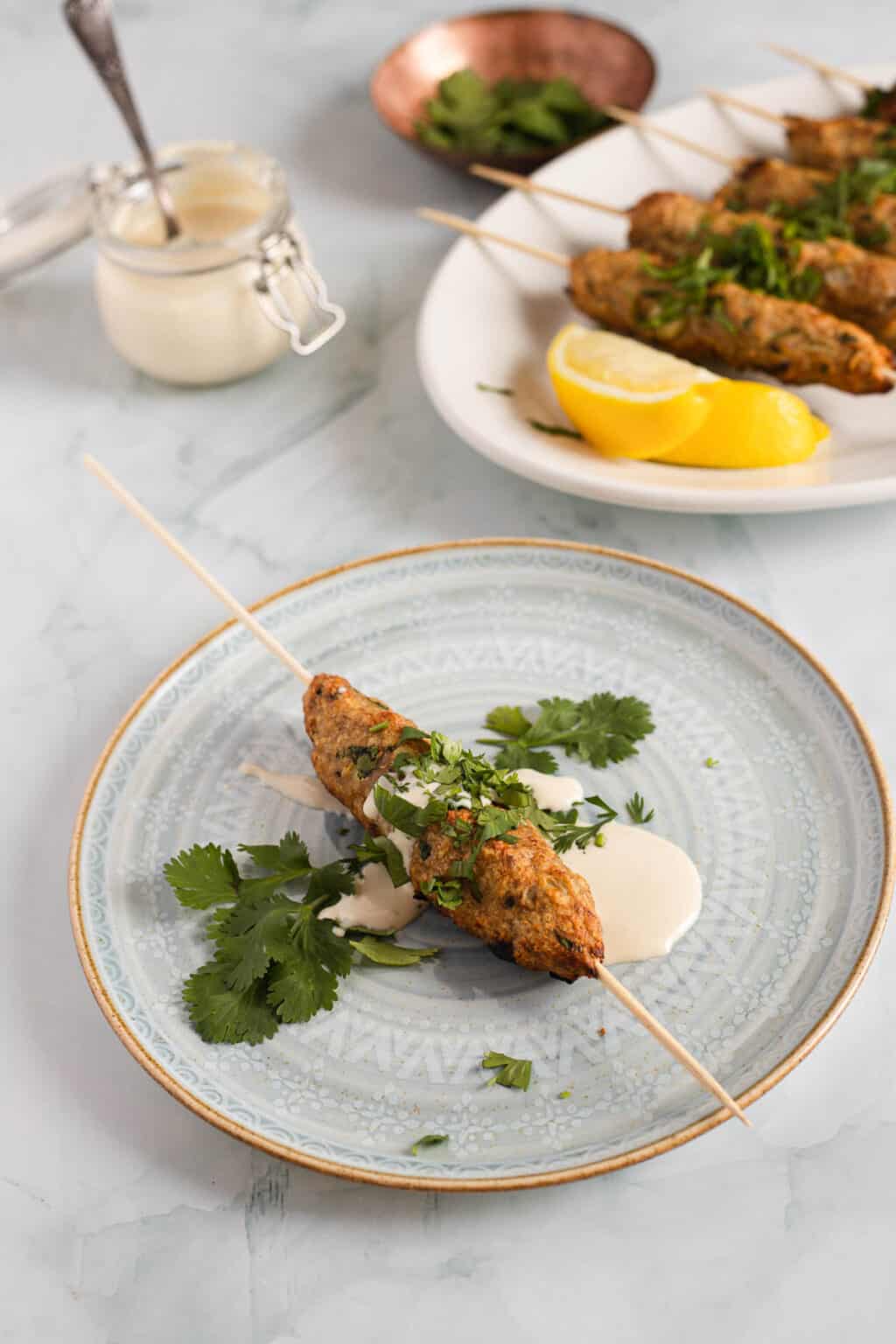 Grilled Middle Eastern Chicken Kofta Kebab Skewers