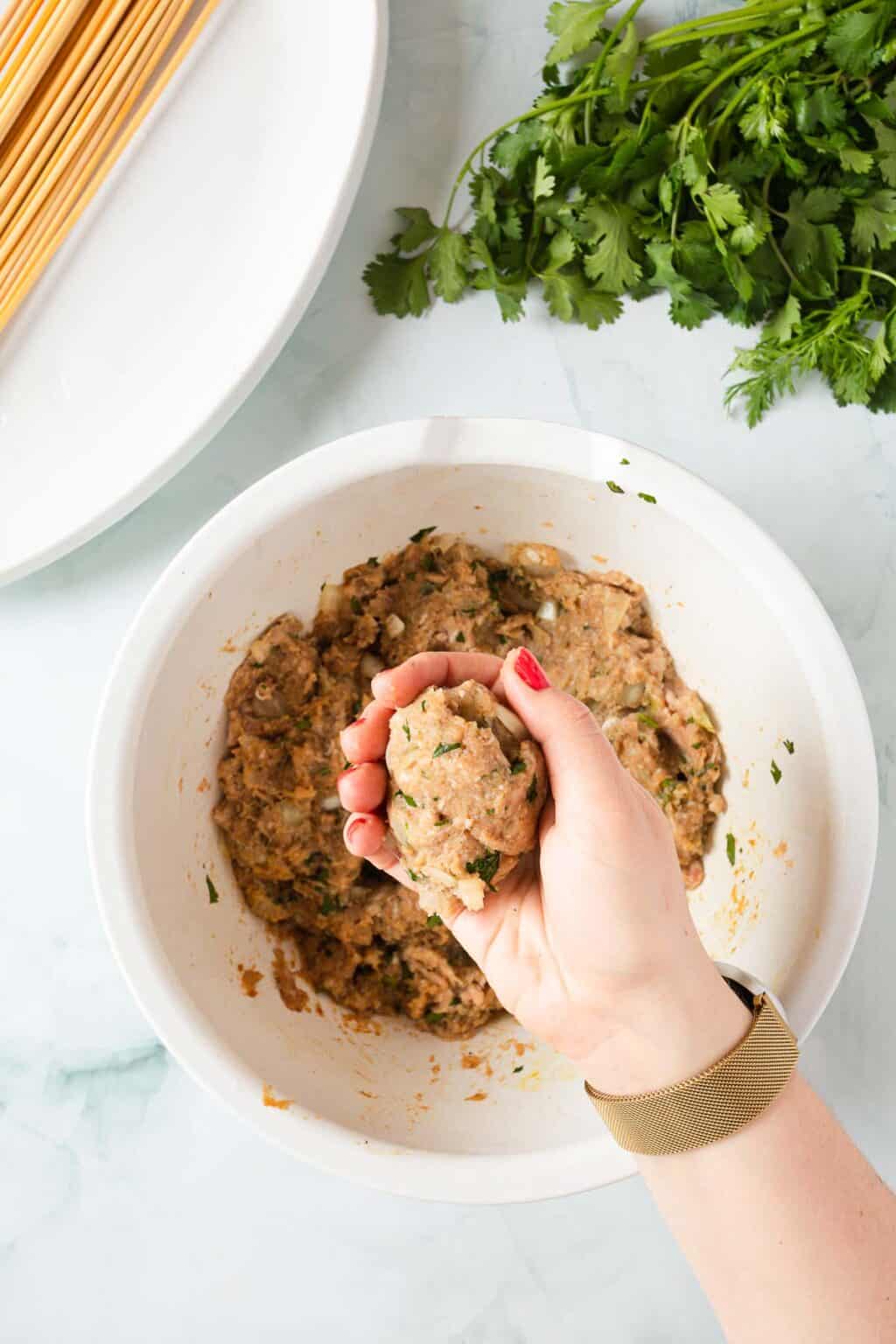 Grilled Middle Eastern Chicken Kofta Kebab Skewers