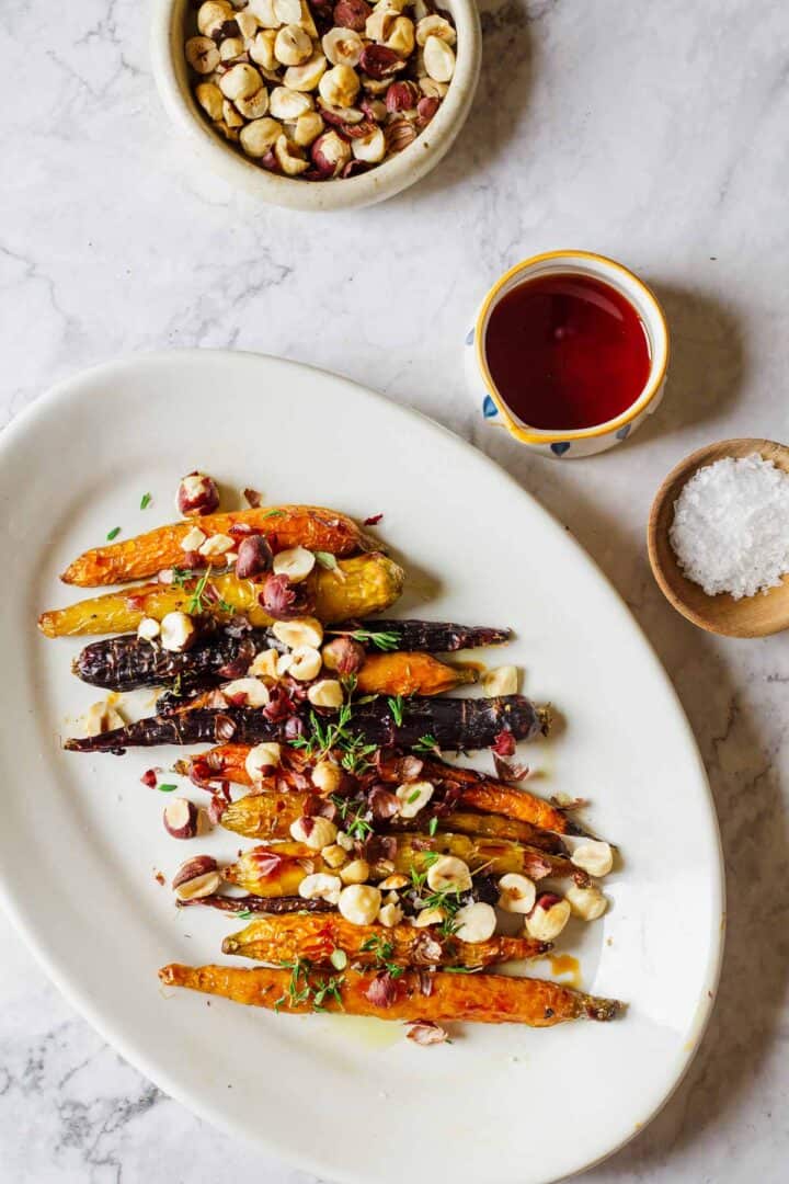 French-inspired Roasted Carrots with Hazelnuts