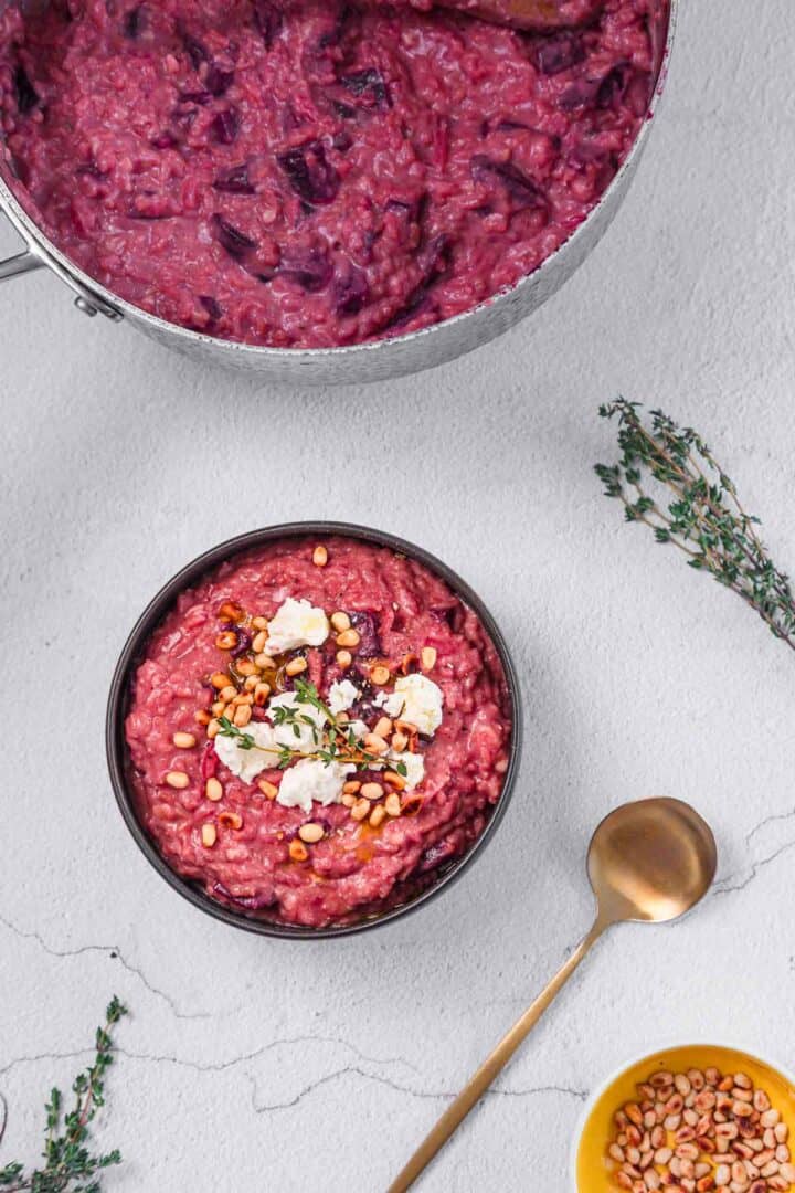 Simple Beetroot Risotto Recipe With Goat Cheese